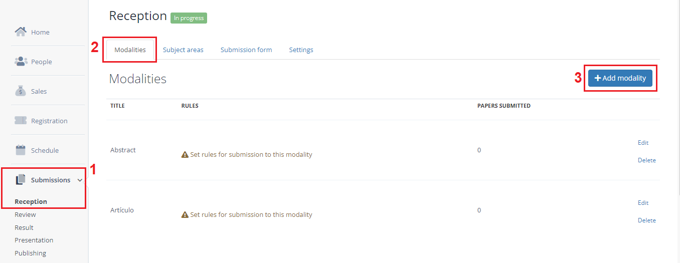 Add and set up the submission modalities – Help Center