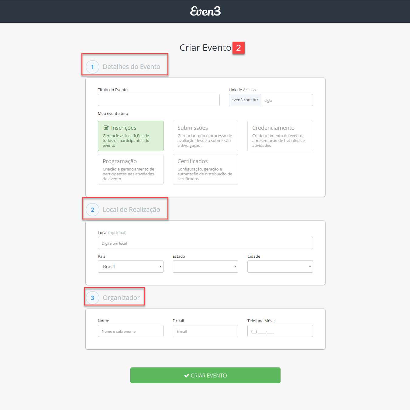Criar meu evento na Even3 – Central de Ajuda
